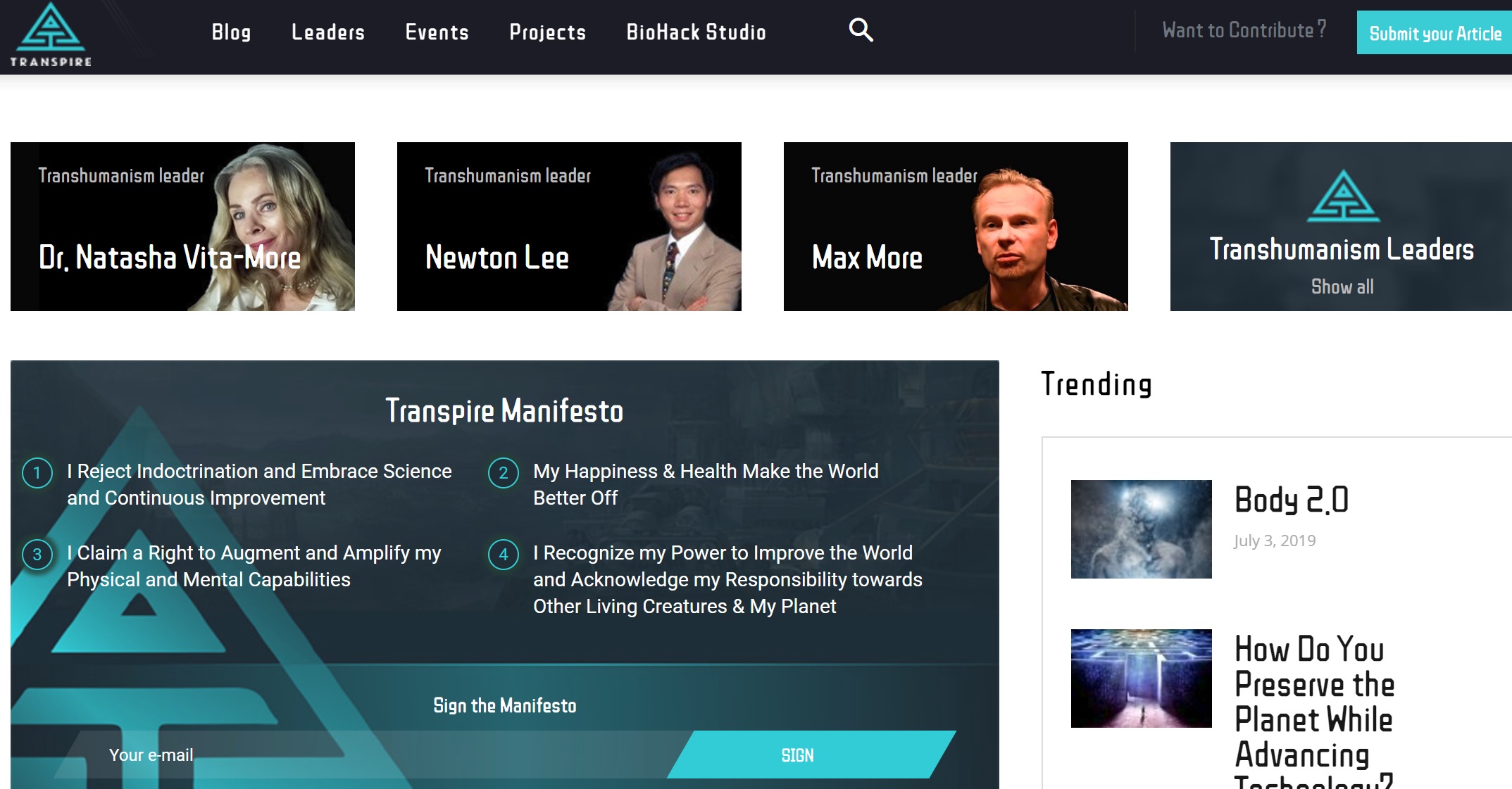 Transpire – Transhumanist Project Support – transhumanity.net
